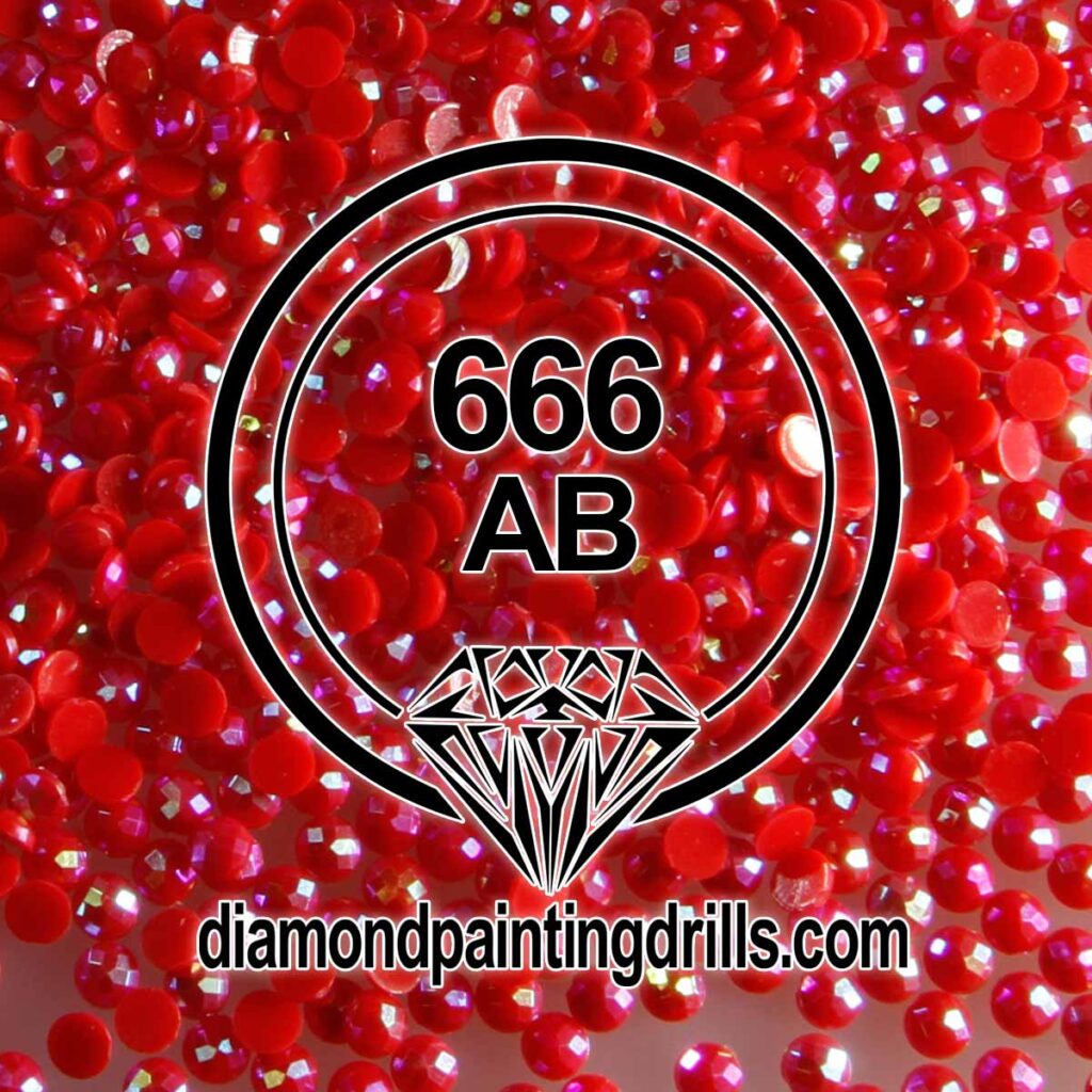 666 Red - Bright - Round AB - Diamond Painting Drills
