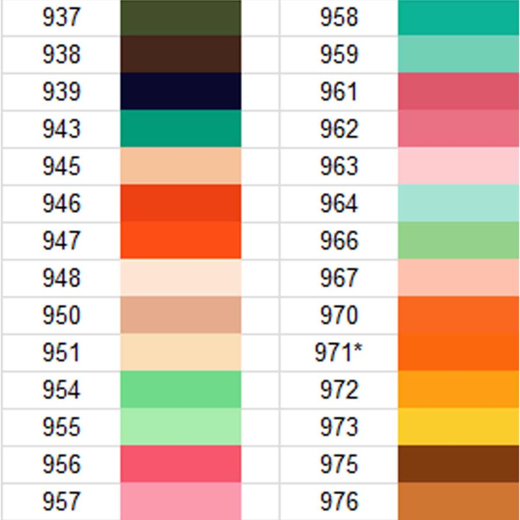 Round DMC Standard Color (#937-976) - Diamond Painting Drills