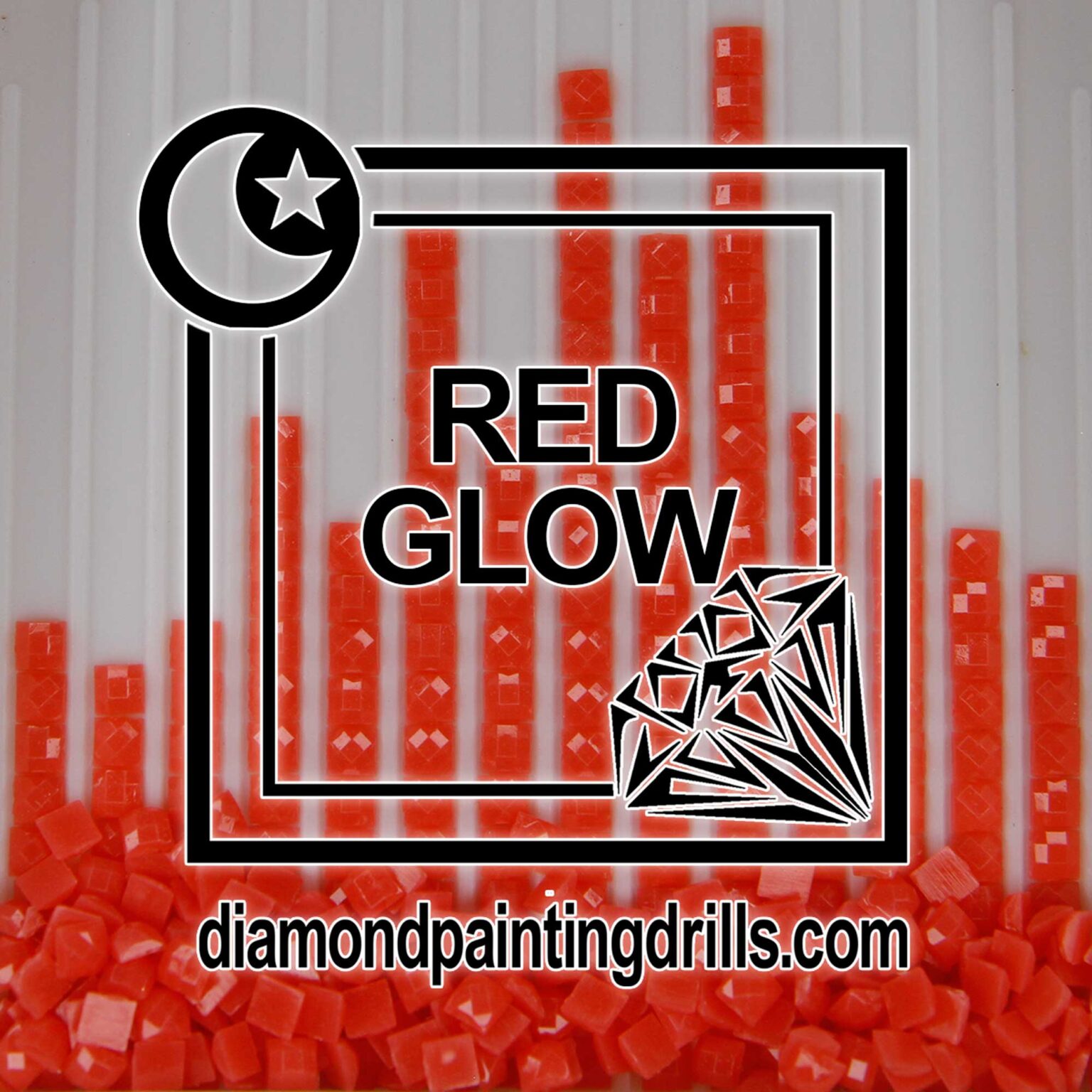 Red Glow in the Dark Square Drills - Diamond Painting Drills