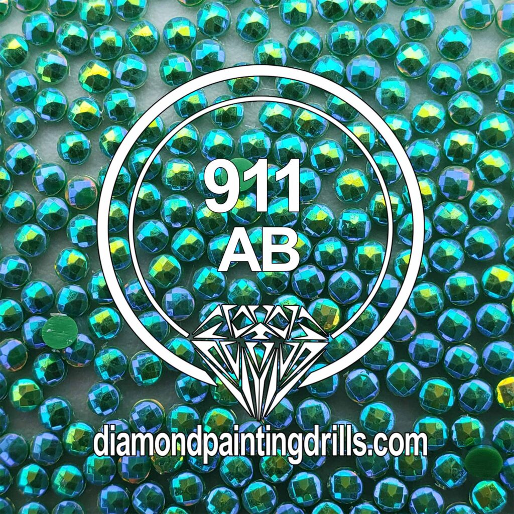 DMC 911 Emerald Green - Medium- Round AB - Diamond Painting Drills