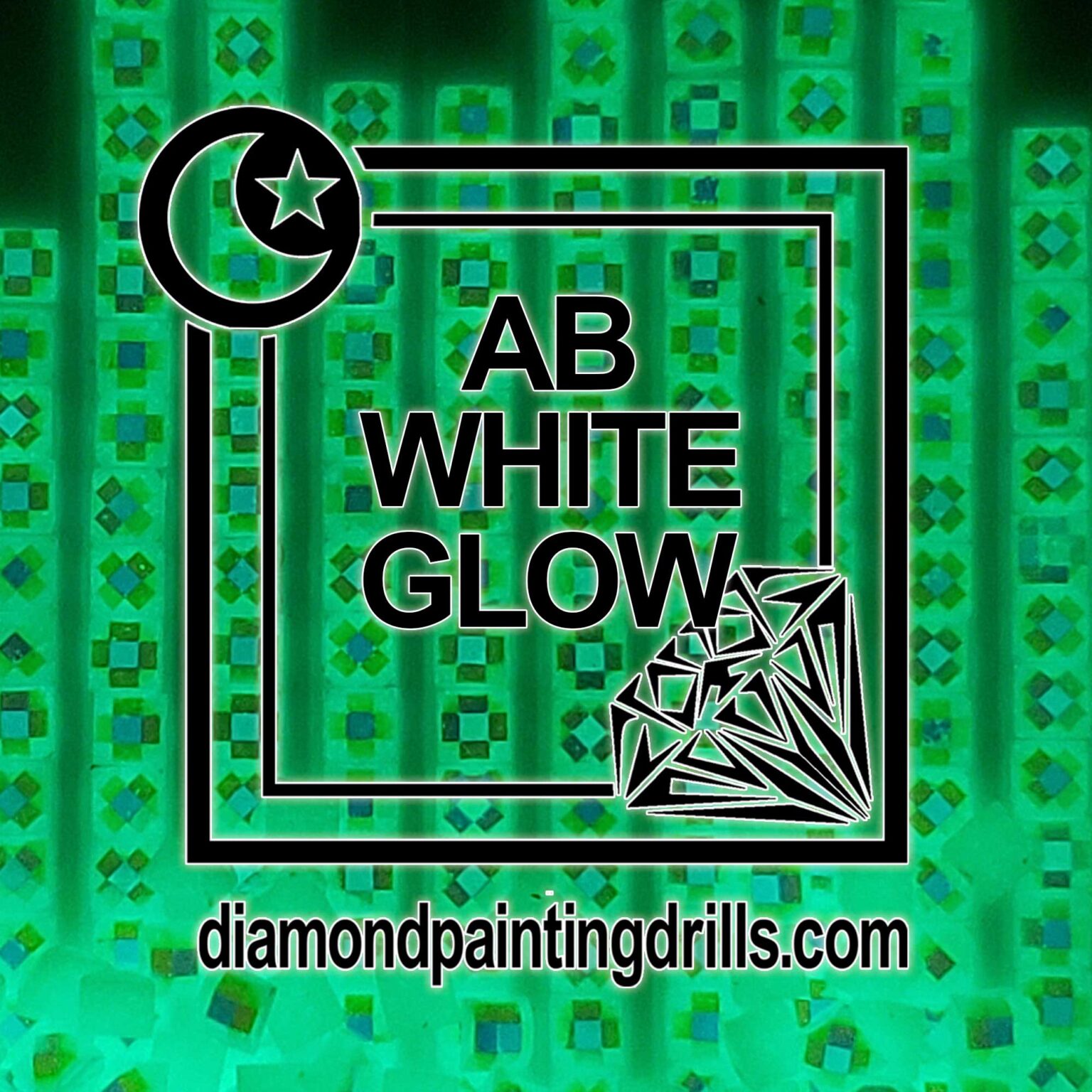 White AB Glow in the Dark Square Drills - Diamond Painting Drills