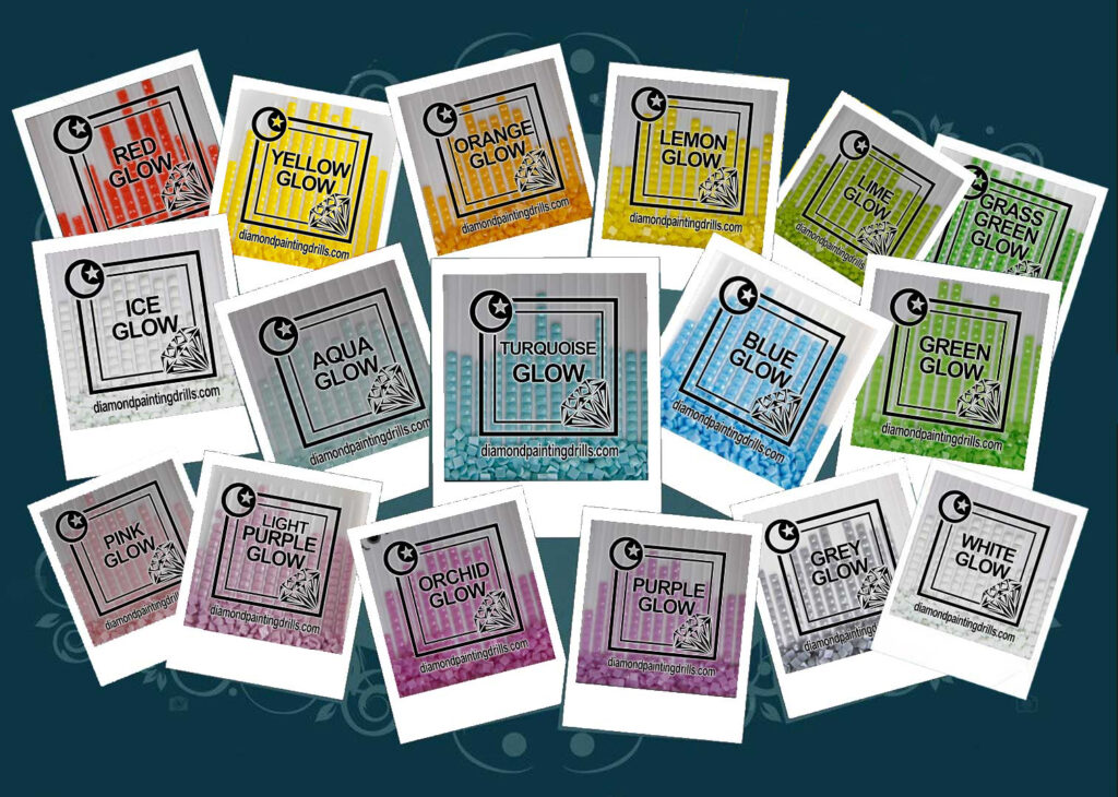 Full Set (17) Square Glow in the Dark Opaque Drills - Diamond Painting ...